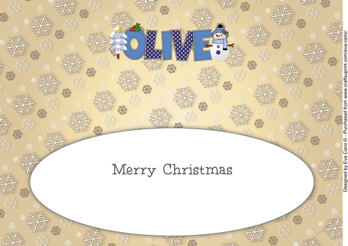 Cute Snowman OLIVE large dl 2 insert - CUP1014231_750 | Craftsuprint