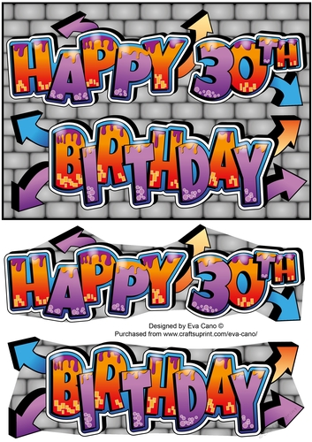 Graffiti 30th BIRTHDAY landscape - CUP1035559_750 | Craftsuprint