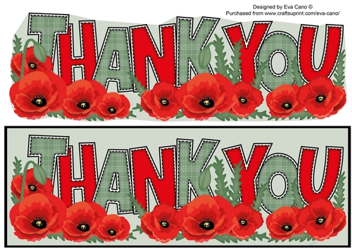 Poppies THANK YOU large dl - CUP1133549_750 | Craftsuprint