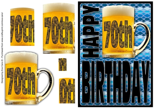 Happy 70th Birthday with Beer - CUP1151776_750 | Craftsuprint