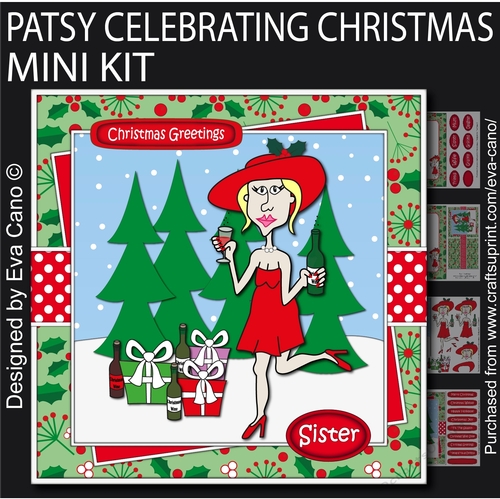 Patsy celebrating Christmas mini kit - CUP1228037_750 | Craftsuprint