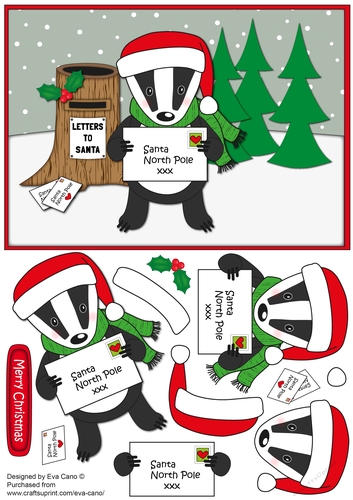 Christmas Billy the Badger letter to Santa decoupage a5 - CUP1230444 ...