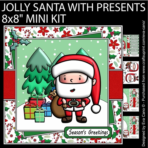 Jolly Santa with presents 8x8 mini kit - CUP1233245_750 | Craftsuprint