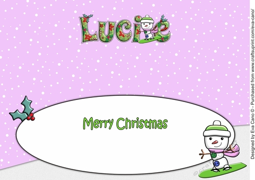 Jolly Snowman Snowboarding LUCIE large dl insert - CUP1261152_750 ...