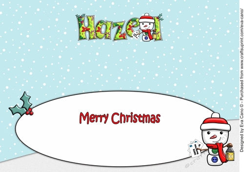 Jolly Snowman with letters to Santa HAZEL large dl insert - CUP1268901 ...