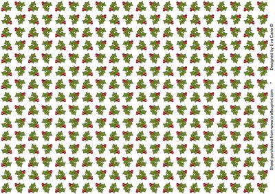 Christmas Holly Paper (white) - CUP131803_750 | Craftsuprint