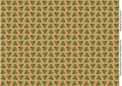 Christmas Holly Paper (brown) - CUP131811_750 | Craftsuprint