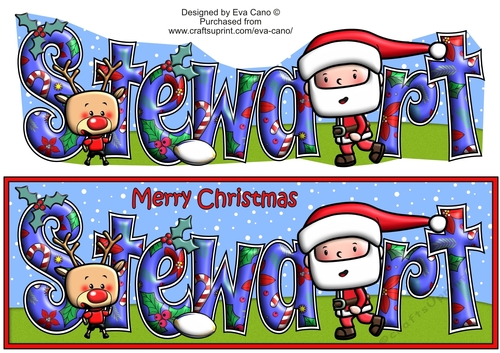 Jolly Santa playing rugby STEWART large dl - CUP1336233_750 | Craftsuprint