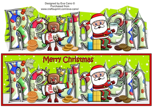 Smiley Santa and Rudolf having milk and cookies REUBEN large dl ...