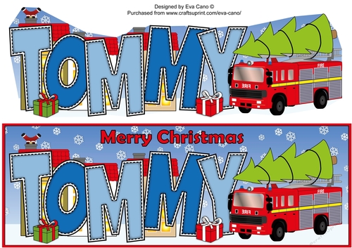 Christmas Fire Engine TOMMY large dl - CUP1350754_750 | Craftsuprint