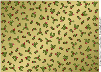 Christmas Holly Backing Paper (gold) - CUP141146_750 | Craftsuprint