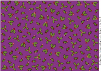 Christmas Holly Backing Paper (purple) - CUP141147_750 | Craftsuprint