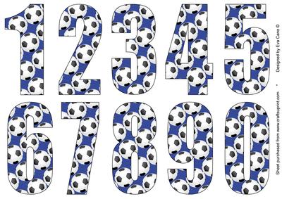 Big Numbers with Football Pattern (blue) - CUP144640_750 | Craftsuprint