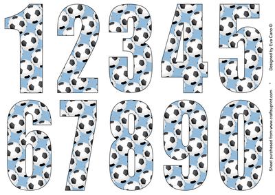 Big Numbers with Football Pattern (sky Blue) - CUP144648_750 | Craftsuprint