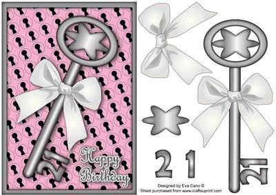 21st Birthday Key Decoupage - CUP294789_750 | Craftsuprint
