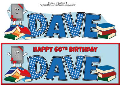Books Vs Tablet Dave 60th Large Dl - CUP529701_750 | Craftsuprint