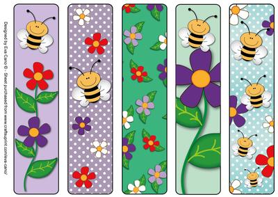 Flowers and Bees Bookmarks - CUP531954_750 | Craftsuprint