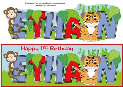 Cute Tiger and Monkey Ethan 1st Large Dl - CUP533719_750 | Craftsuprint