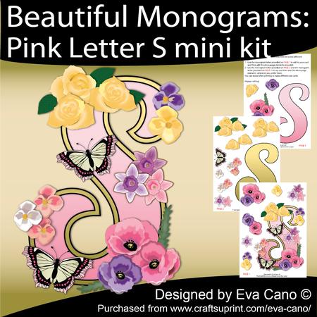 Beautiful Monograms: Pink Letter S Mini Kit - CUP554360_750 | Craftsuprint