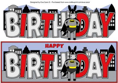Bat Donkey Birthday Large Dl - CUP558562_750 | Craftsuprint