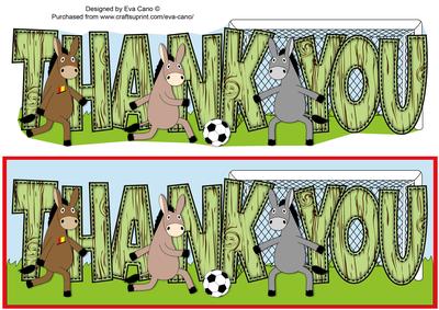 Donkeys Playing Football Thank You Large Dl - CUP598748_750 | Craftsuprint