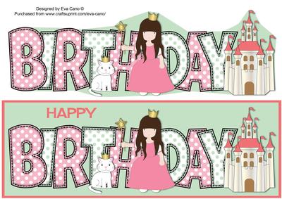 Little Princess & Cat Birthday Large Dl - CUP601195_750 | Craftsuprint