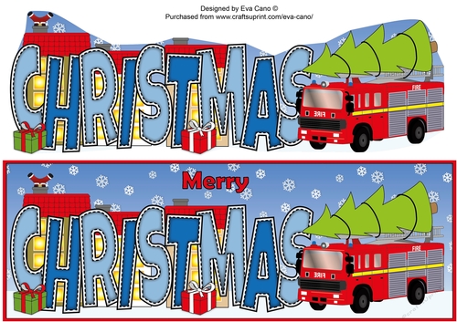 Christmas Fire Engine CHRISTMAS large dl - CUP895204_750 | Craftsuprint