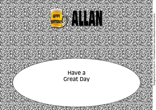 Happy Birthday ALLAN large DL (black) insert - CUP914810_750 | Craftsuprint
