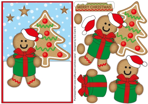 Gingerbread man with present decoupage - CUP927354_750 | Craftsuprint