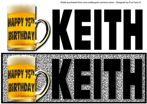 Happy Birthday KEITH 75th large DL (black) - CUP933507_750 | Craftsuprint