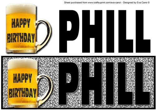 Happy Birthday PHILL large DL (black) - CUP943470_750 | Craftsuprint