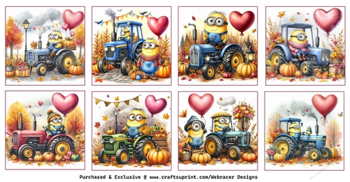 Minions with tractor in the fall - CUP1338308_76461 | Craftsuprint