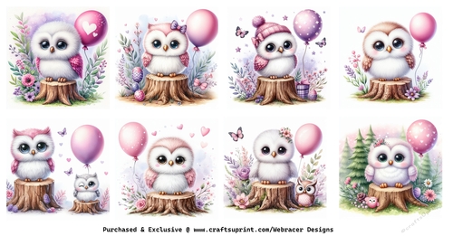 Fluffy owls with balloons part 3 - CUP1339044_76461 | Craftsuprint