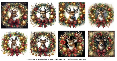 Christmas reindeer in a wreath - CUP1342737_76461 | Craftsuprint