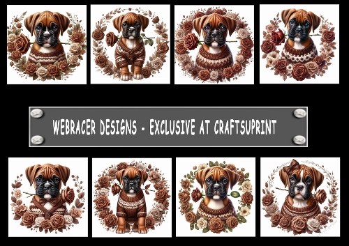 Boxers with brown and beige roses - CUP1362360_76461 | Craftsuprint