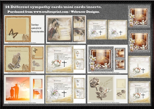 14 Sympathy cards/inserts/mini cards. - CUP782520_76461 | Craftsuprint