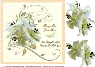 White Sympathy Lilies with Decoupage - CUP302449_825 | Craftsuprint