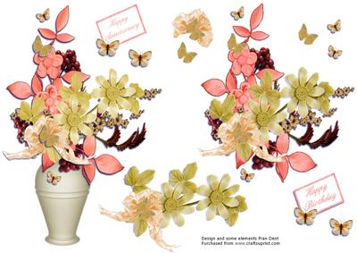 Flowers in a Vase Topper with Decouapge - CUP395631_825 | Craftsuprint