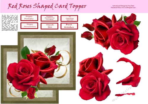 Red Roses Shaped Card Topper - CUP860579_825 | Craftsuprint