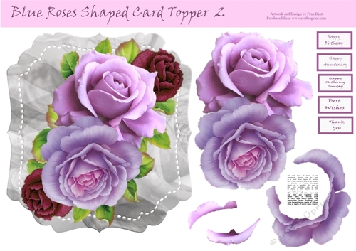 Blue Rose Shaped Card Topper 2 - CUP862523_825 | Craftsuprint