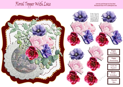 Floral Topper With Lace. - CUP869622_825 | Craftsuprint