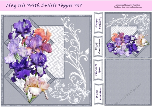 Flag Iris With Swirls Topper 7x7 - CUP871426_825 | Craftsuprint