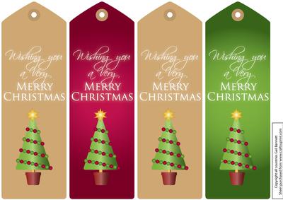 4 Christmas Tree Bookmarks / Toppers - CUP282502_1542 | Craftsuprint
