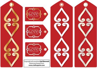 3 Romantic Themed Bookmarks / Toppers and 3 Matching Tags - CUP292421 ...