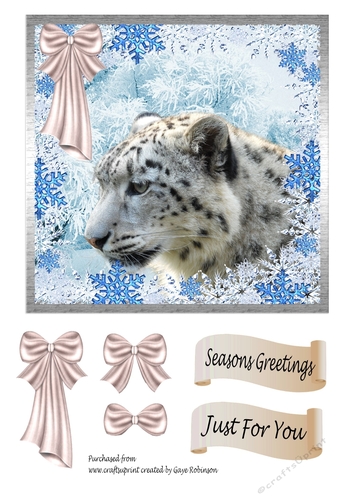 Snow leopard in snowflake border - CUP819018_3656 | Craftsuprint