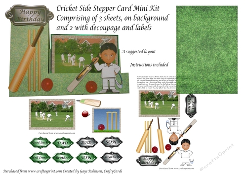 Cricket side stepper card mini kit 3 sheets - CUP823777_3656 | Craftsuprint