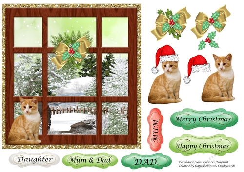 Christmas window with Cat - CUP825905_3656 | Craftsuprint