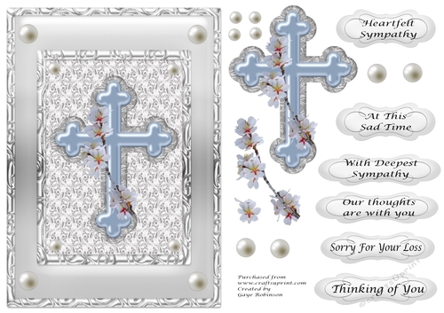 Sympathy Blue Cross in silver frame - CUP836591_3656 | Craftsuprint