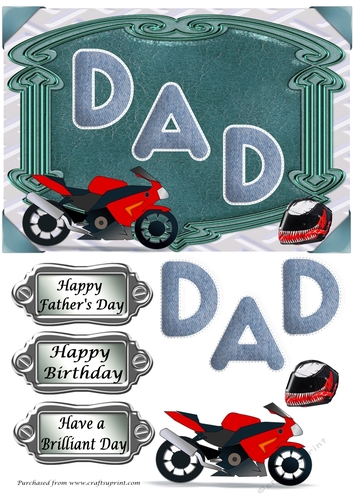 Fathers Day or Birthday DAD Motorbike card - CUP850941_3656 | Craftsuprint