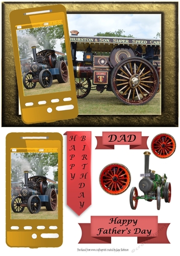 Fathers Day or Birthday Traction Engine Phone card - CUP850955_3656 ...